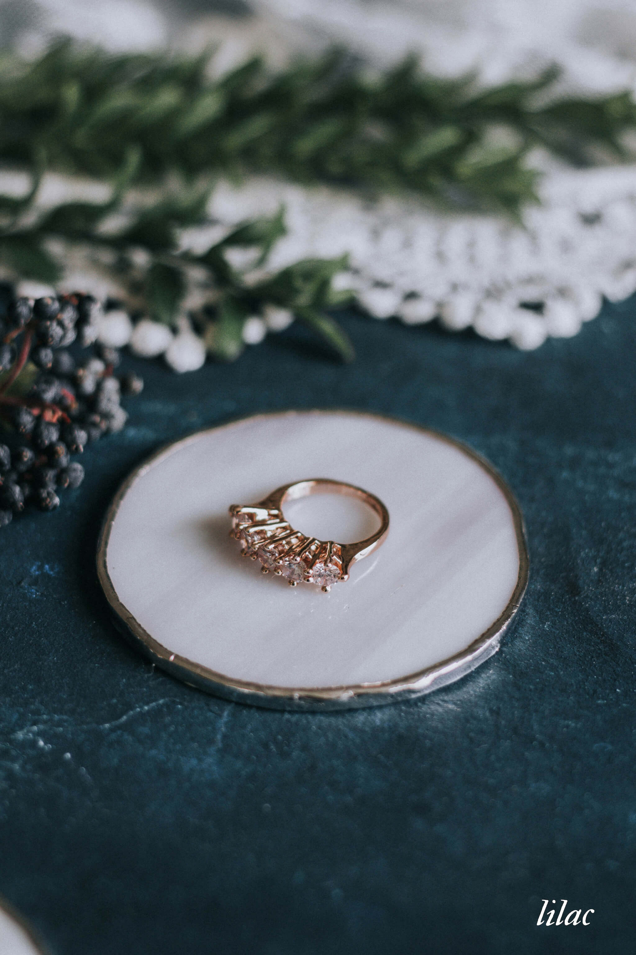 Personalized Glass Wedding Ring Dish by Waen