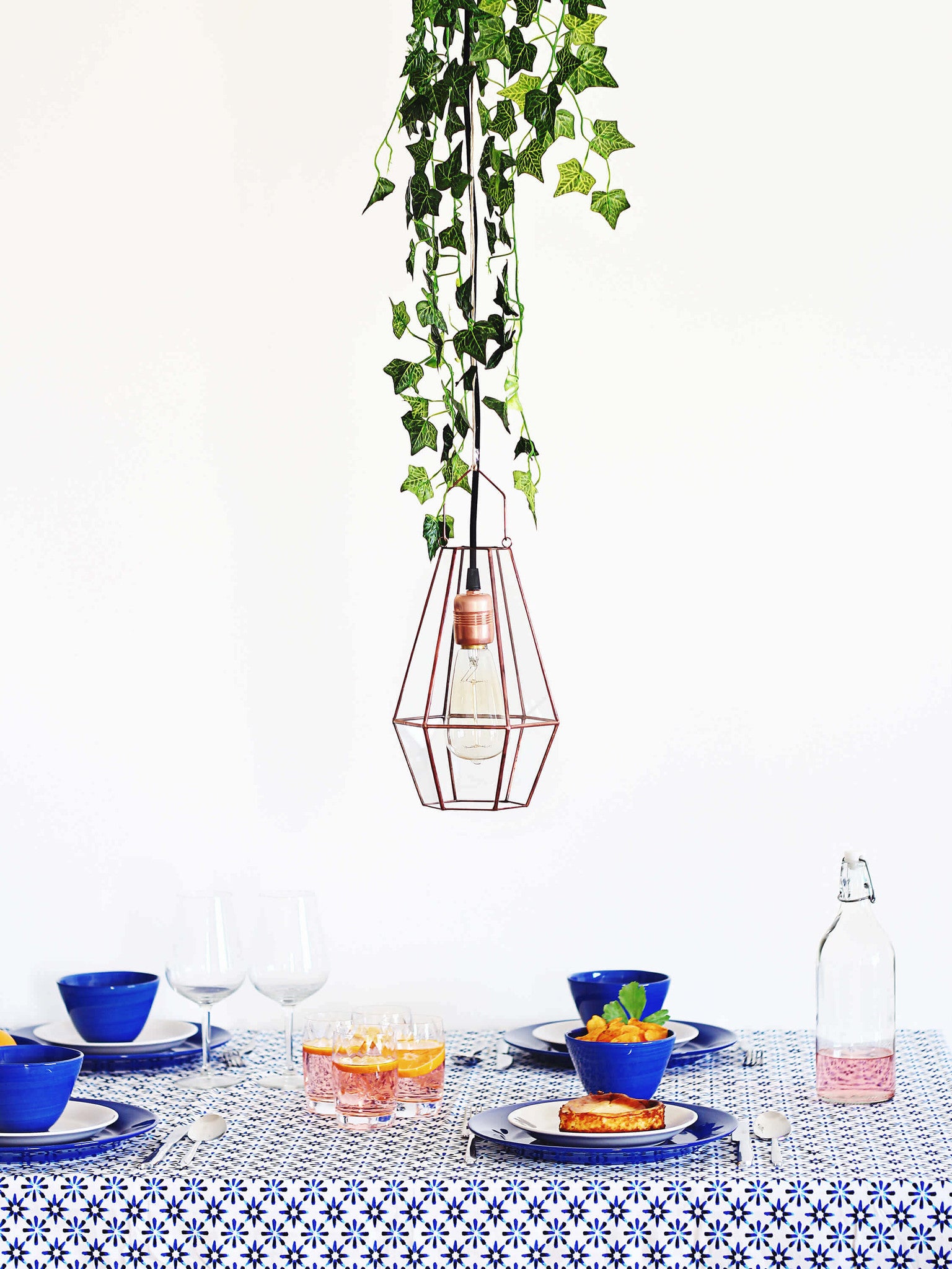 Large Glass Geometric Hanging Pendant Light by Waen