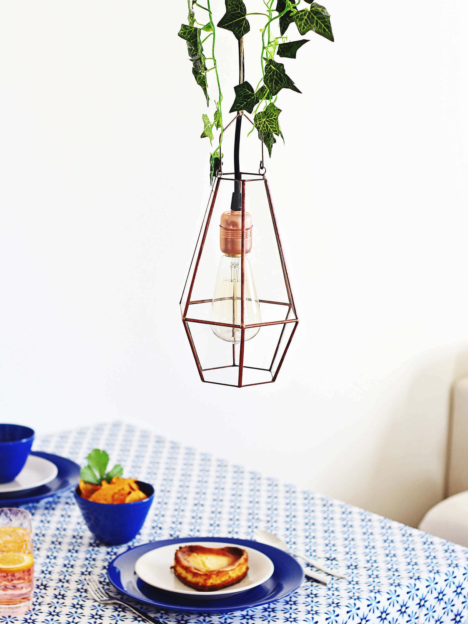 Large Glass Geometric Hanging Pendant Light by Waen
